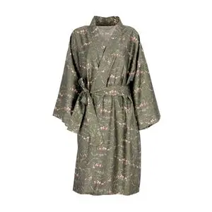 DECOFLUX HOME Cotton Sateen Kimono Bathrobe Dreamy Moss - Green