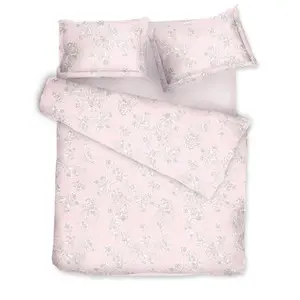 DECOFLUX HOME White / Pink Cotton Bedding Set Eden Primrose Pink - White/pink