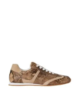 Ralph Lauren Dani Python-embossed Low-profile Sneaker - Tan