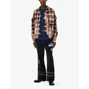 KHOKI Distressed Checked Long-sleeve Jersey Shirt