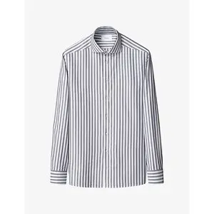 Eton Bengal-stripe Slim-fit Cotton Oxford Shirt - Navy Blue