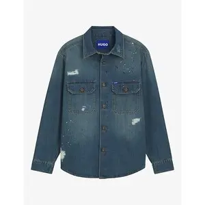 Hugo Distressed-effect Denim Shirt - Navy