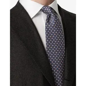 Eton Medallion-print Silk Neck Ties - Navy Blue