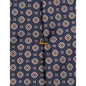 Eton Medallion-print Silk Neck Ties - Navy Blue