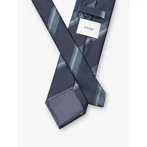 Eton Striped Woven Shantung Silk Tie