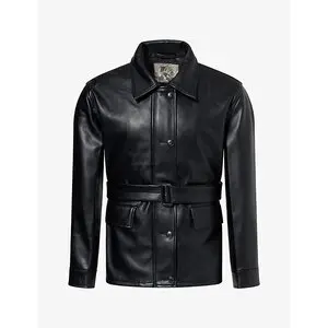 BASKETCASE Belted Faux Leather Jacket
