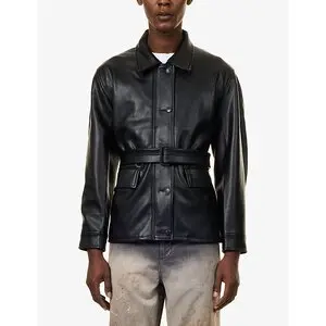 BASKETCASE Belted Faux Leather Jacket