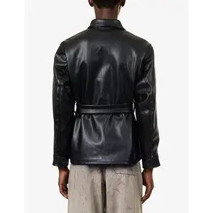 BASKETCASE Belted Faux Leather Jacket