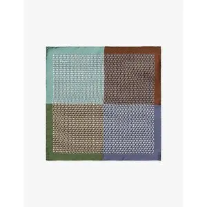 Eton Geometric Silk-twill Pocket Square - Multi