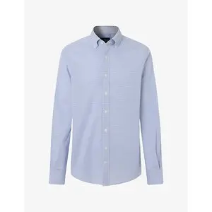 HACKETT Gingham Tailored-fit Stretch-cotton Shirt - Sky Blue