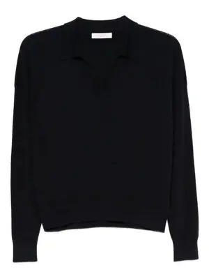 ZANONE V-neck Polo Wide Fit In Flexwool - Blue