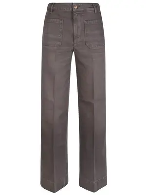 Victoria Beckham Alina Wide Leg Jeans In Fossil - Grey