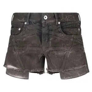 Rick Owens Lana Cut Off Denim Shorts 'dust - Brown