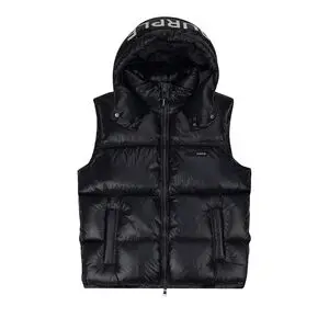 PURPLE BRAND Nylon Snap Off Hood Puffer Vest 'jet