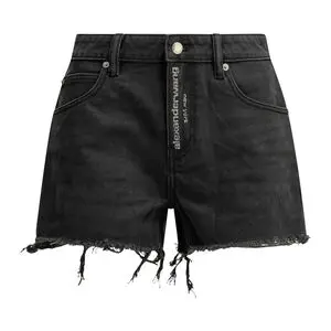 Alexander Wang Hotfix Logo Fly Relaxed Short 'faded - Black
