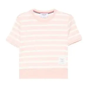 Thom Browne Rib Cuff Scallop Edge Stripe Rib Tee /white