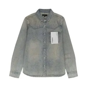 PURPLE BRAND Long-sleeve Coated Western Shirt 'light Indigo