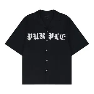 PURPLE BRAND Lyocell Short-sleeve Shirt - Black