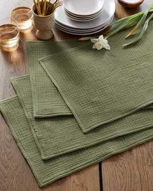 Quince Gauze Placemats - Olive