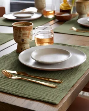 Quince Gauze Placemats - Olive
