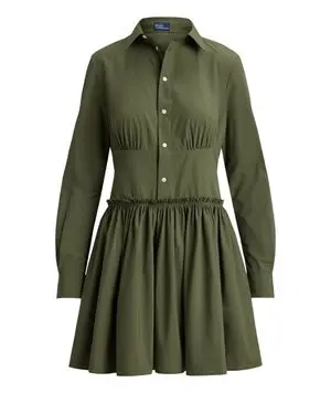 Ralph Lauren Paneled Cotton Canvas Mini Shirtdress - Dense Olive