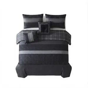 PURE PARIMA Black / Grey Bebejan Kyle Black Reversible Comforter Set - Black/grey
