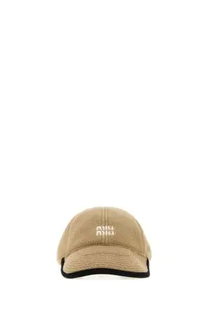 Miu Miu Camel Flannel Baseball Cap