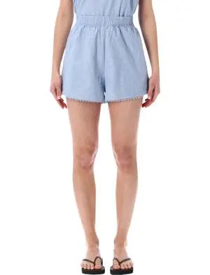 American Vintage Retro-inspired High-waisted Mini Shorts - Blue