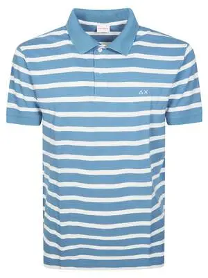 SUN 68 Classic Striped Polo For - Blu