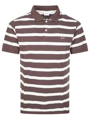 SUN 68 Classic Striped Polo For - Marrone