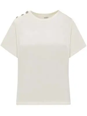 Ba&sh Classic T-shirt With Unique Shoulder Detail - Ecru