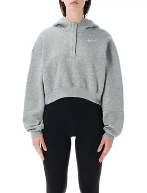 Nike Cropped Oversized Sweatshirt With Button Placket - Grey