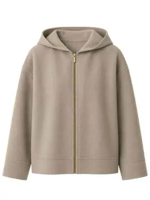 Max Mara Hooded Virgin Wool Jacket With Zip Closure And Side Pockets