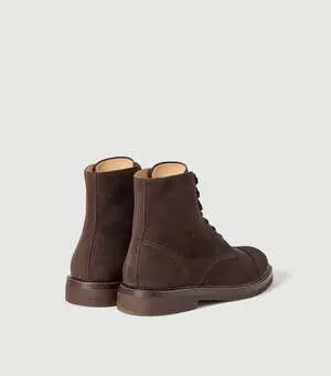 Brunello Cucinelli Brushed Leather Ankle Boots