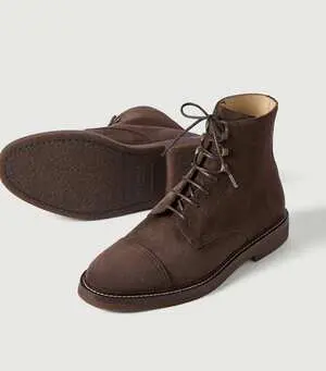 Brunello Cucinelli Brushed Leather Ankle Boots