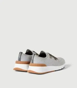 Brunello Cucinelli Cotton-blend Chiné-knit Sneakers