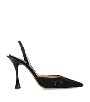 BETZÁBE Suede Embellished Sofia Slingback Pumps 100 - Black