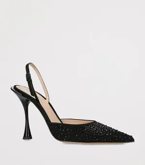 BETZÁBE Suede Embellished Sofia Slingback Pumps 100