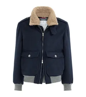 Brunello Cucinelli Cashmere Bomber Jacket - Blue