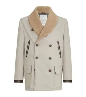 Brunello Cucinelli Wool-cashmere Shearling-collar Jacket - Grey