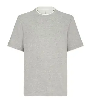 Brunello Cucinelli Silk-cotton Faux-layered T-shirt - Grey