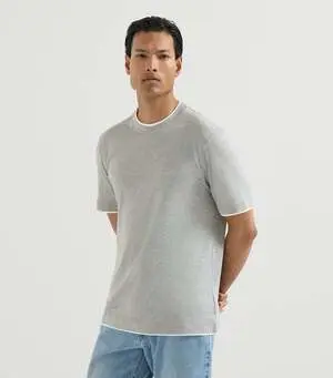 Brunello Cucinelli Silk-cotton Faux-layered T-shirt - Grey