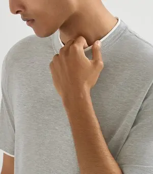 Brunello Cucinelli Silk-cotton Faux-layered T-shirt - Grey