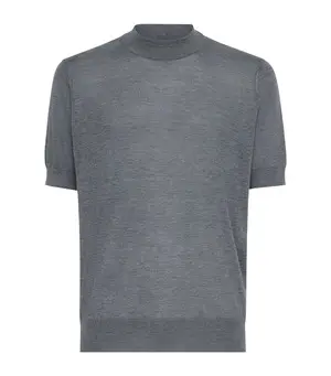Brunello Cucinelli Silk-cotton High-neck T-shirt
