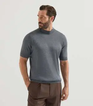 Brunello Cucinelli Silk-cotton High-neck T-shirt