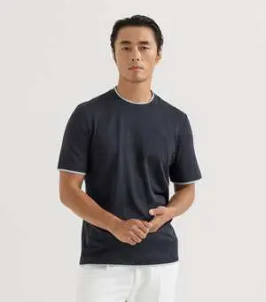 Brunello Cucinelli Silk-cotton Faux-layered T-shirt - Blue