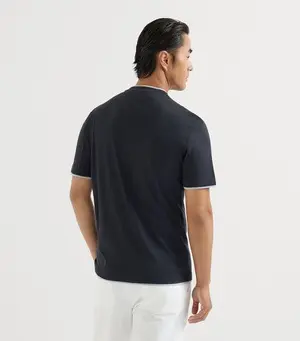 Brunello Cucinelli Silk-cotton Faux-layered T-shirt - Blue