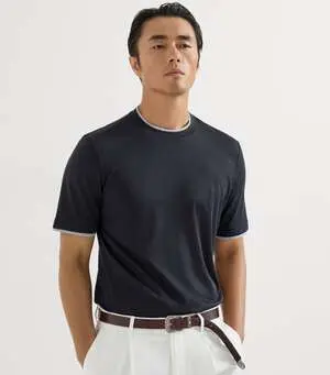 Brunello Cucinelli Silk-cotton Faux-layered T-shirt - Blue