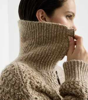Brunello Cucinelli Wool-cashmere-blend Embellished Cardigan