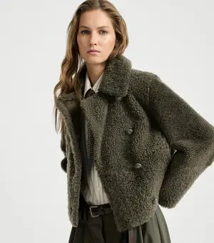 Brunello Cucinelli Shearling Pea Coat